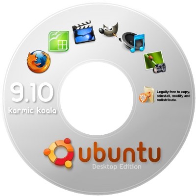 Ubuntu 9.10 CD/DVD Label White Beauty - KDE Store