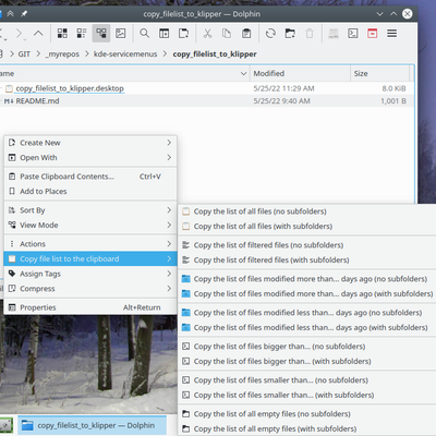 Copy file list to Klipper - KDE Store