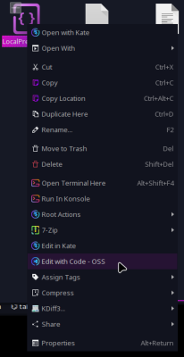 Edit/Open with Code - OSS - KDE Store