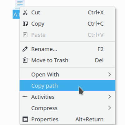 Copy path - KDE Store
