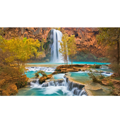 Blue forest waterfall - 4k - KDE Store
