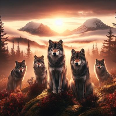 Alpha Wolf Pack Nature Animals AI Wallpaper - KDE Store