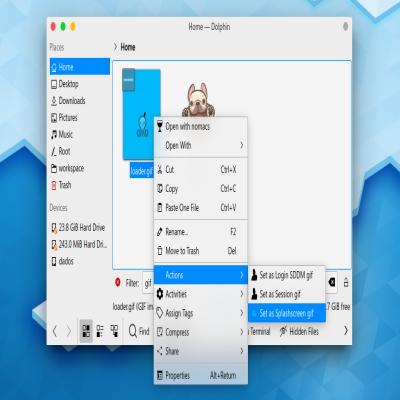 Menu set splashscreen gif - KDE Store