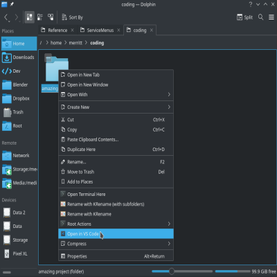 Open in VSCode / VS Code - KDE Store