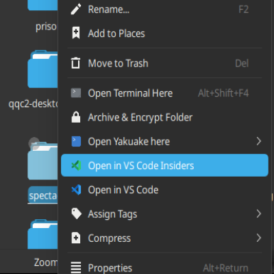Open in VS Code Insiders - KDE Store