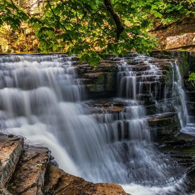 trees rocks forest landscape waterfall stream england - KDE Store