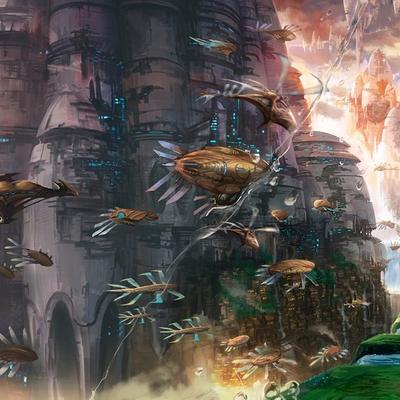 Aircraft Building City Sci Fi Tree hd wallpaper - KDE Store