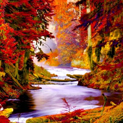 Autumn Forest Creek Wide Wallpaper - KDE Store