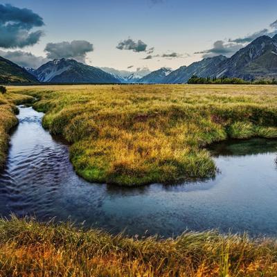 mountains river new zealand meadows mountains river - KDE Store