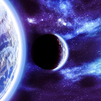 light stars glow planets blue space fractal space - KDE Store