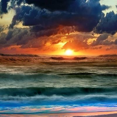 sky clouds water sun colors waves sunset sea the sky - KDE Store