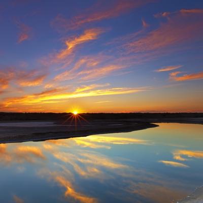 clouds lake reflection river sky sun sunset water - KDE Store