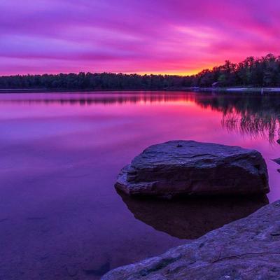 sunset evening lake reflection hd - KDE Store