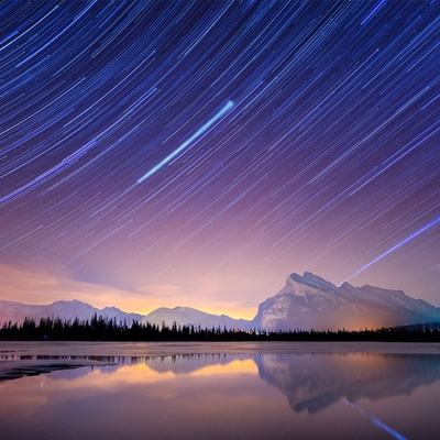 long exposure starry night lake Banff National Park Canada - KDE Store