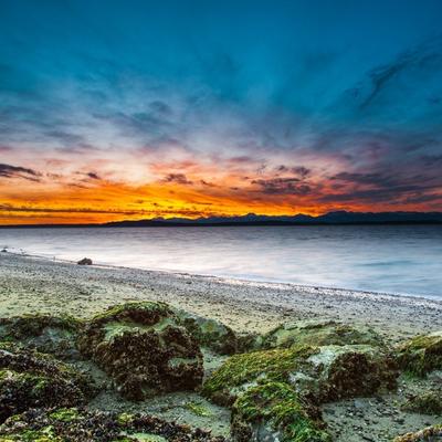 sunlight sunset sea bay water rock shore sky beach - KDE Store