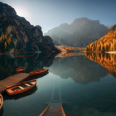 Nature Reflection Sun Ray Boat Reflection Landscape HD - KDE Store