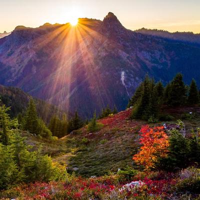 Sunrays mountain waterfall lake water Nature HD - KDE Store