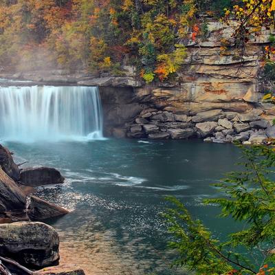 forest rocks fall autumn colors trees foliage cascade HD Wal - KDE Store