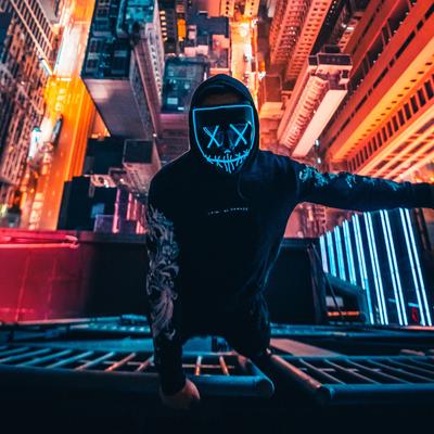 Neon Mask Guy Climbing Building hd - KDE Store