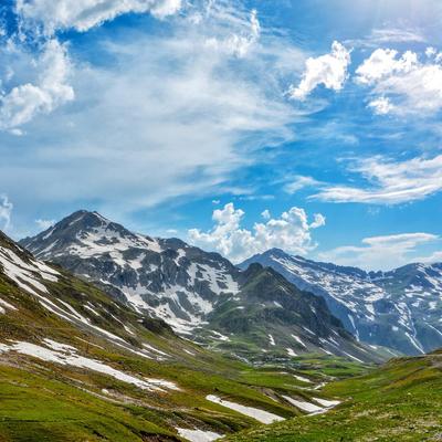 Mountain cloudy sky reflection sunrays HD Wallpaper - KDE Store