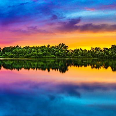 Evening sky Multicolor Colorful Lake reflection Sunset Water - KDE Store