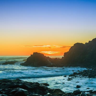Cape Arago Sunset Rocky coast Seascape Waves Horizon Orange - KDE Store