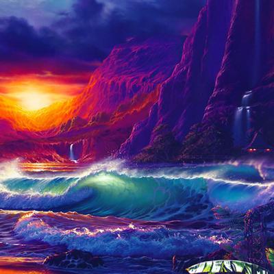 Sunset Orange Sky Dark Cloud Sea Waves Of The Sea Rocky - KDE Store