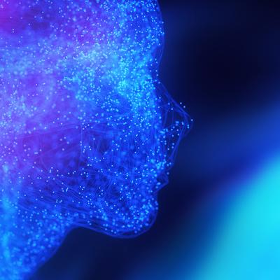 abstract dots cyan blue violet head - KDE Store