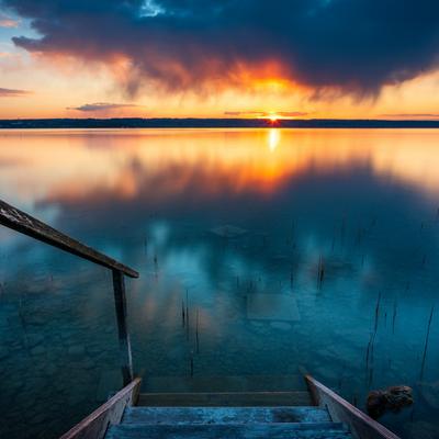 sunset evening lake reflection - KDE Store