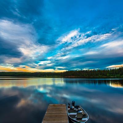 Lake reflection dawn sunset evening - KDE Store