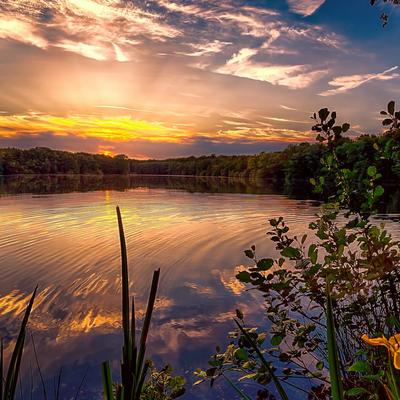 Nature sky the sun clouds sunset lake reflection - KDE Store