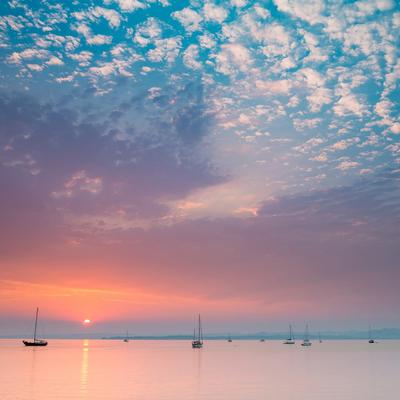 sea the sky clouds sunrise dawn yachts - KDE Store