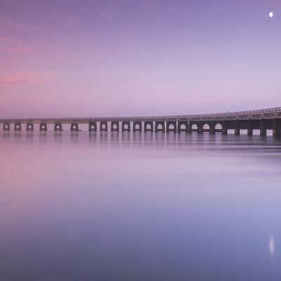 sunset bridge shore reflection - KDE Store