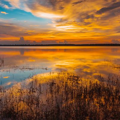 sea the sky water clouds sunset lake golden - KDE Store