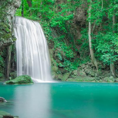 forest landscape river rocks waterfall summer - KDE Store