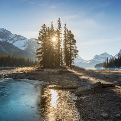 lake reflection sun rays trees landscape mountains nature - KDE Store