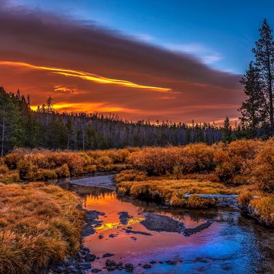 autumn forest the sky clouds light sunset reflection - KDE Store
