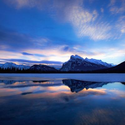 winter the sky mountains lake reflection Canada - KDE Store