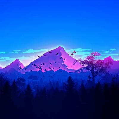 Forest Birds Mountains Vaporwave Minimalism - KDE Store