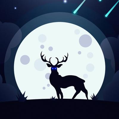 Reindeer Glowing Blue Eyes Moon 5k - KDE Store
