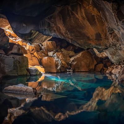 Iceland Cave Surrouned With Blue Body Of Water 5k - KDE Store