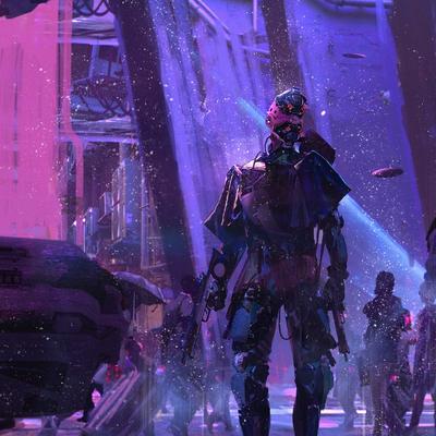 Sci Fi Cyberpunk Neon Robot - KDE Store