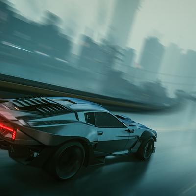 Quadra Turbo Neon Cyberpunk 2077 Rainy Ride 5k - KDE Store