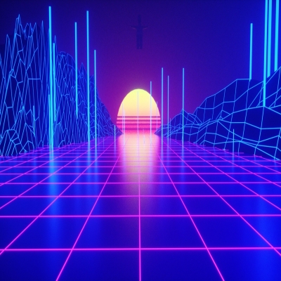Retrowave Tron Grid - KDE Store