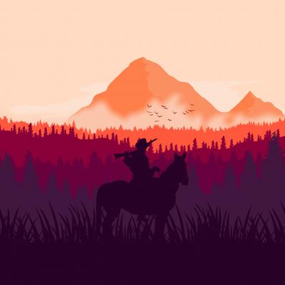 Red Dead Redemption 2 horse ride silhouette art wallpaper - KDE Store