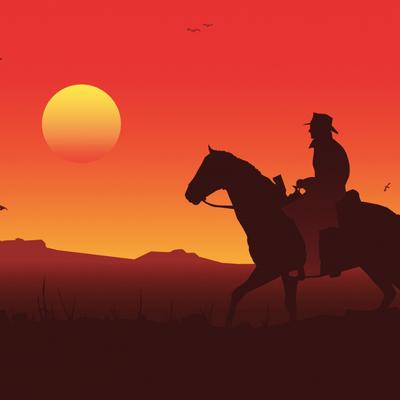 Minimal Silhouette Red Dead Redemption 2 sunset wallpaper - KDE Store