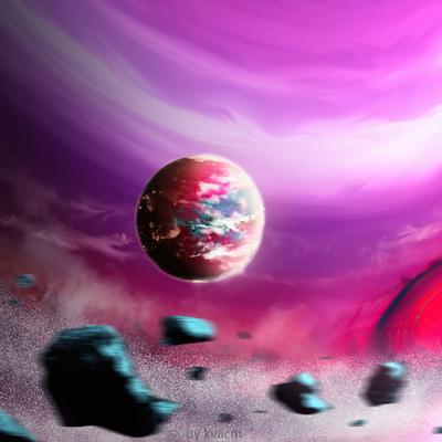Violet World space asteroid planet fantasy wallpaper - KDE Store