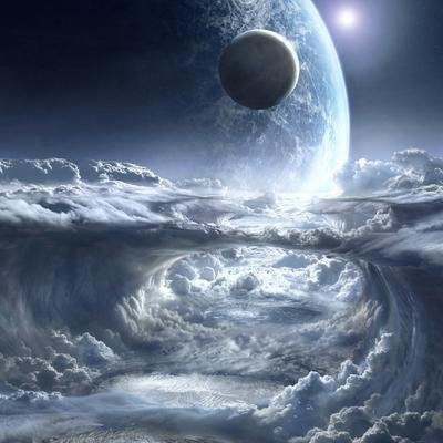 Space white clouds planet fantasy wallpaper background - KDE Store