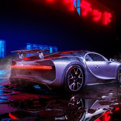 Bugatti Chiron neon lights luxury car wallpaper background - KDE Store