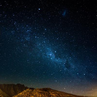 Starry night mountains radiance glitter milky way wall - KDE Store